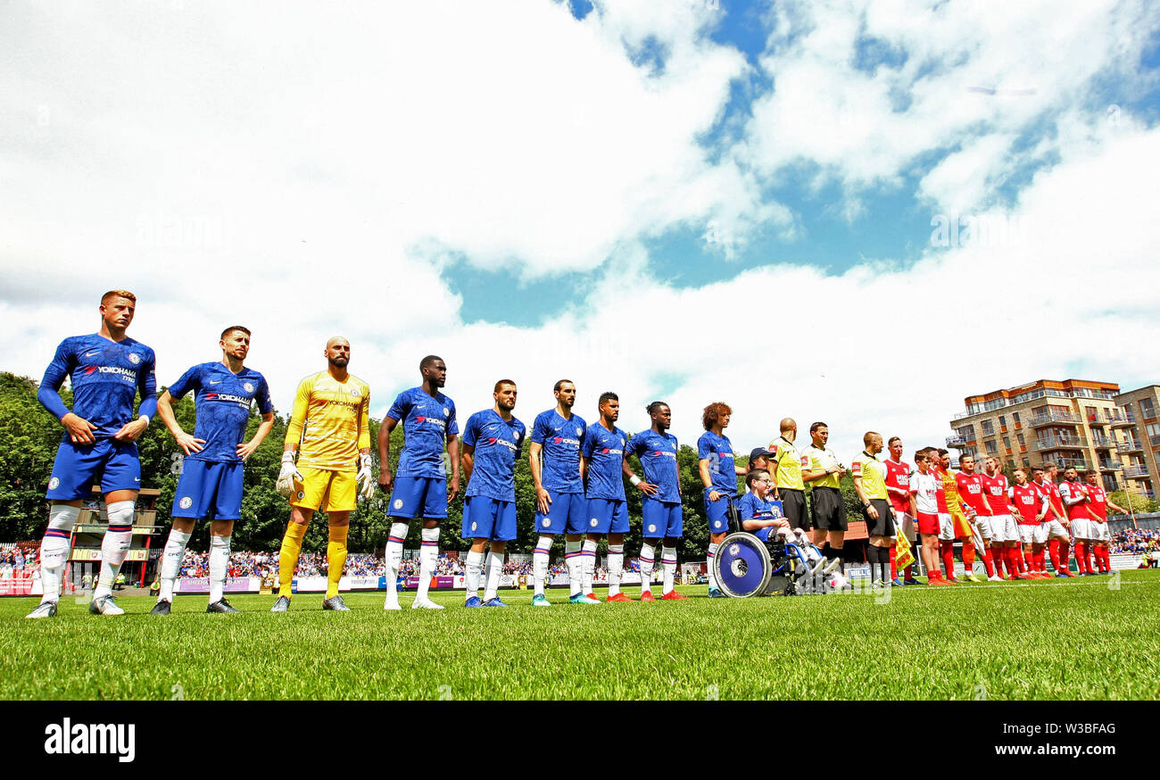 The two teams line up during the pre-season friendly match at Richmond ...
