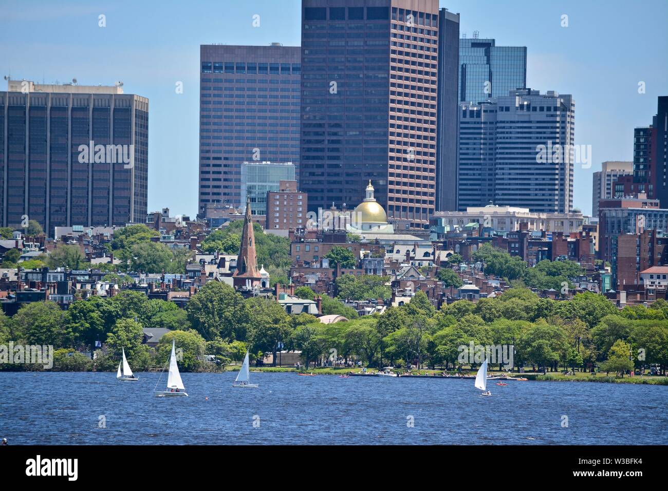 View of the Boston skyline as seen from the Charles River, Cambridge ...