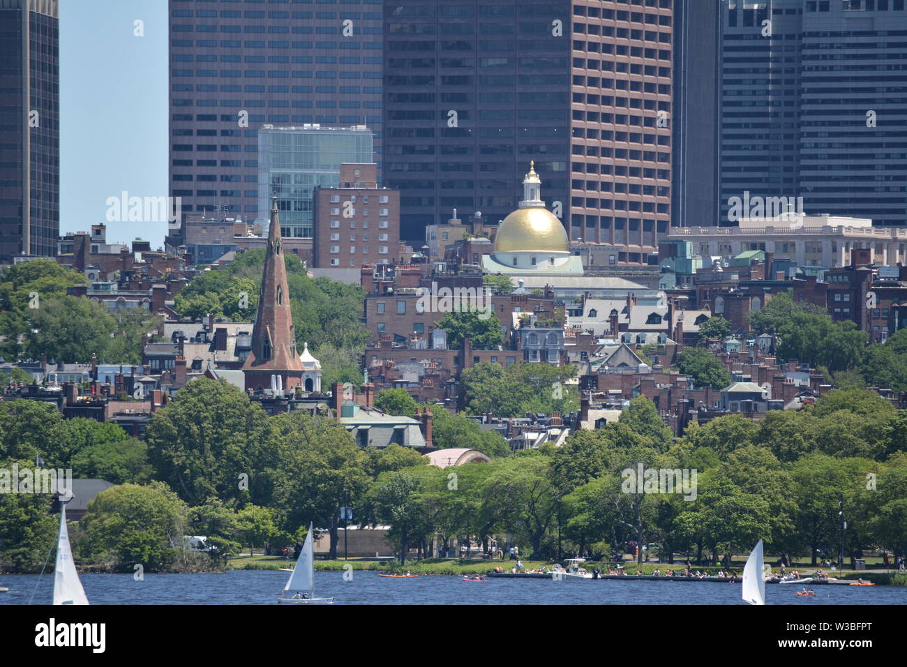 The Boston skyline as seen from across the Charles River, Cambridge ...