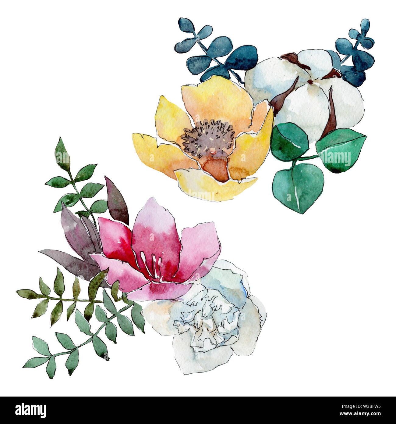 Bouquet floral botanical flowers. Watercolor background illustration ...