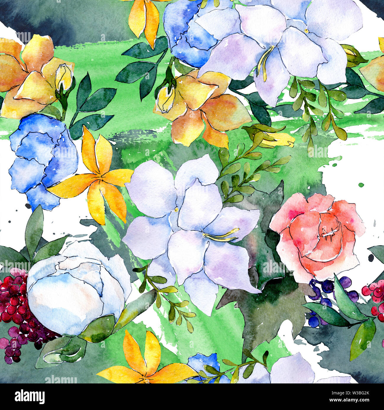 Bouquet floral botanical flowers. Watercolor background illustration ...