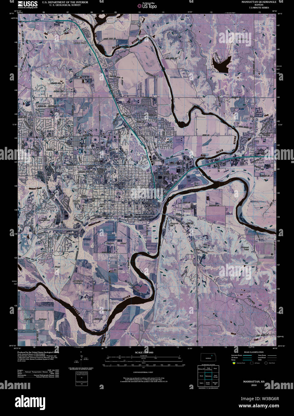 Map of manhattan kansas hi-res stock photography and images - Alamy