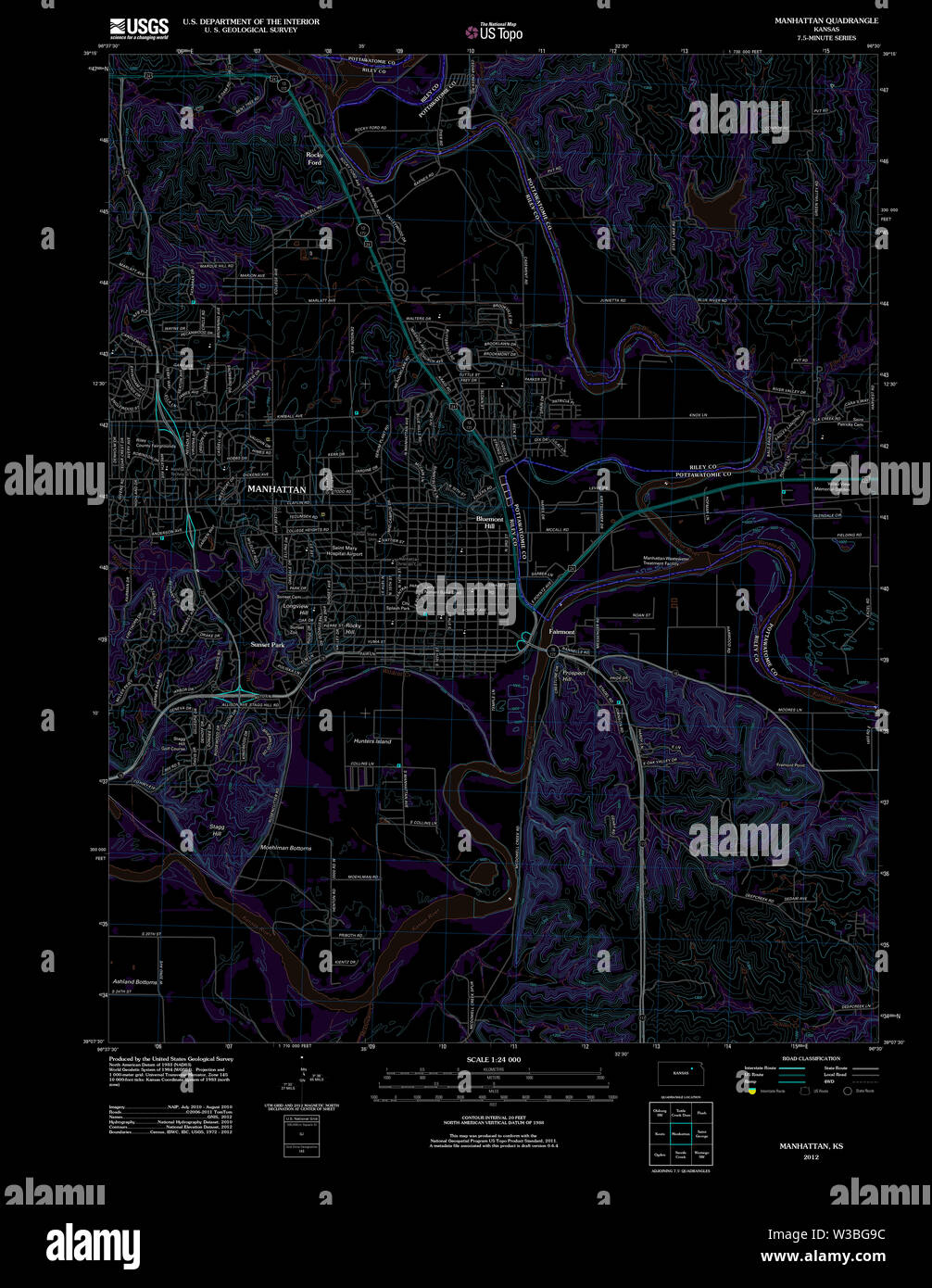 Map of manhattan kansas hi-res stock photography and images - Alamy
