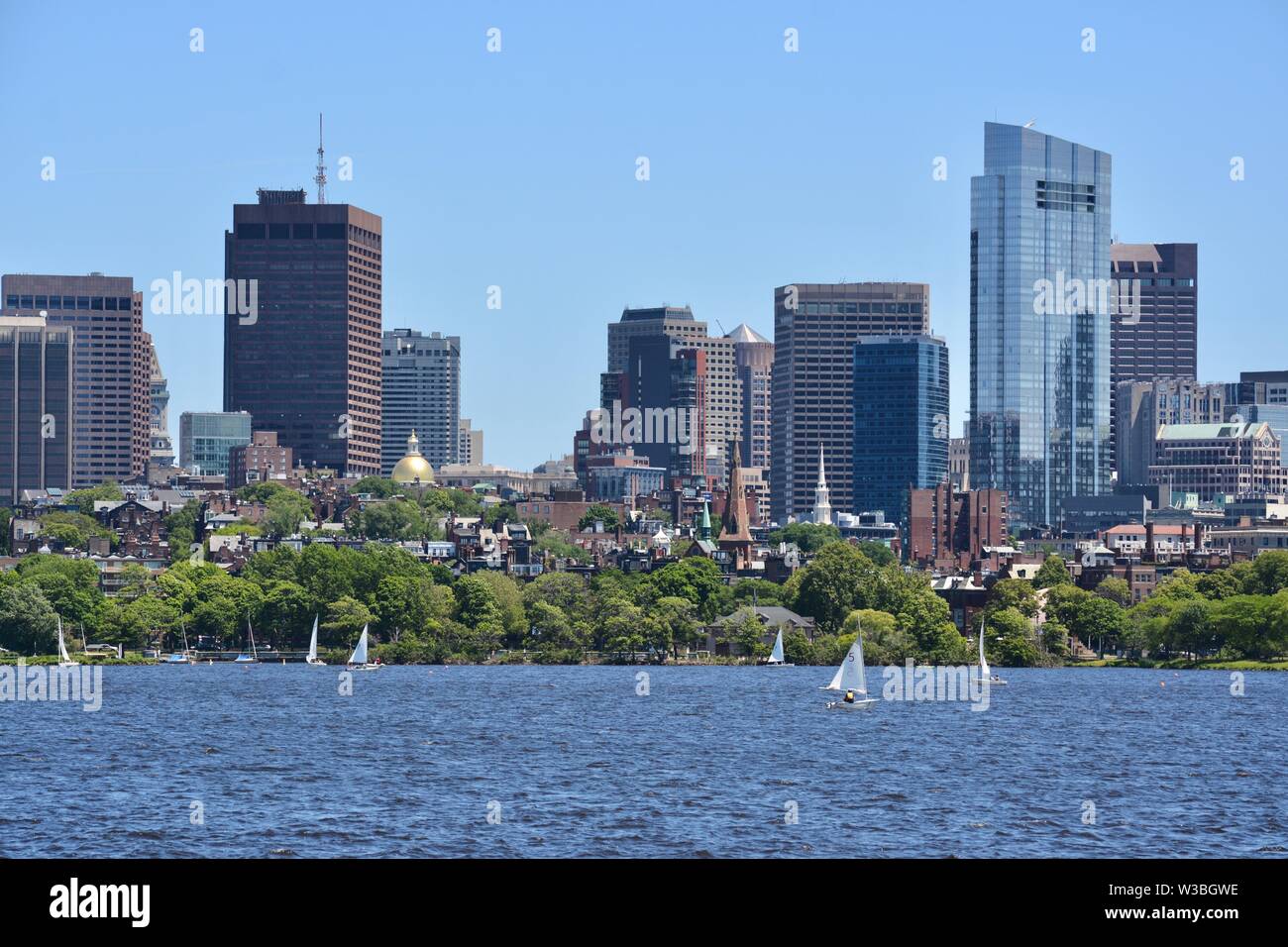 View of the Boston skyline as seen from the Charles River, Cambridge ...