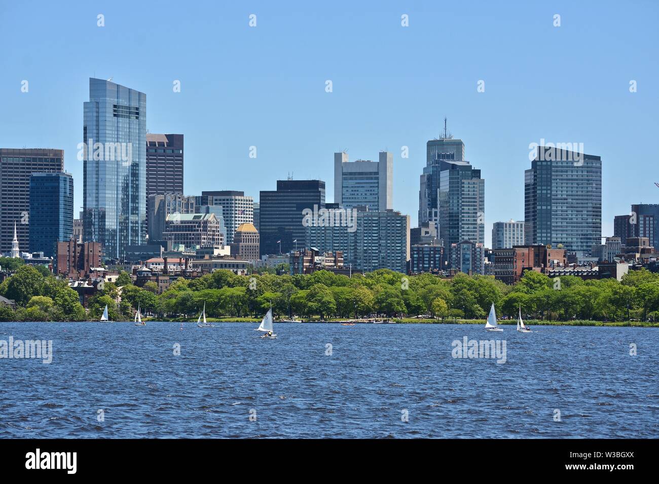 View of the Boston skyline as seen from the Charles River, Cambridge ...