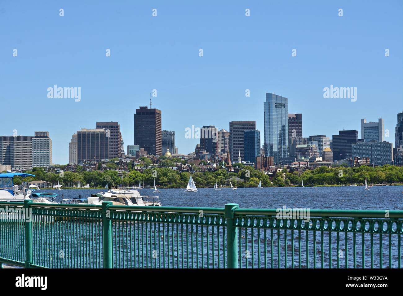 View of the Boston skyline as seen from the Charles River, Cambridge ...