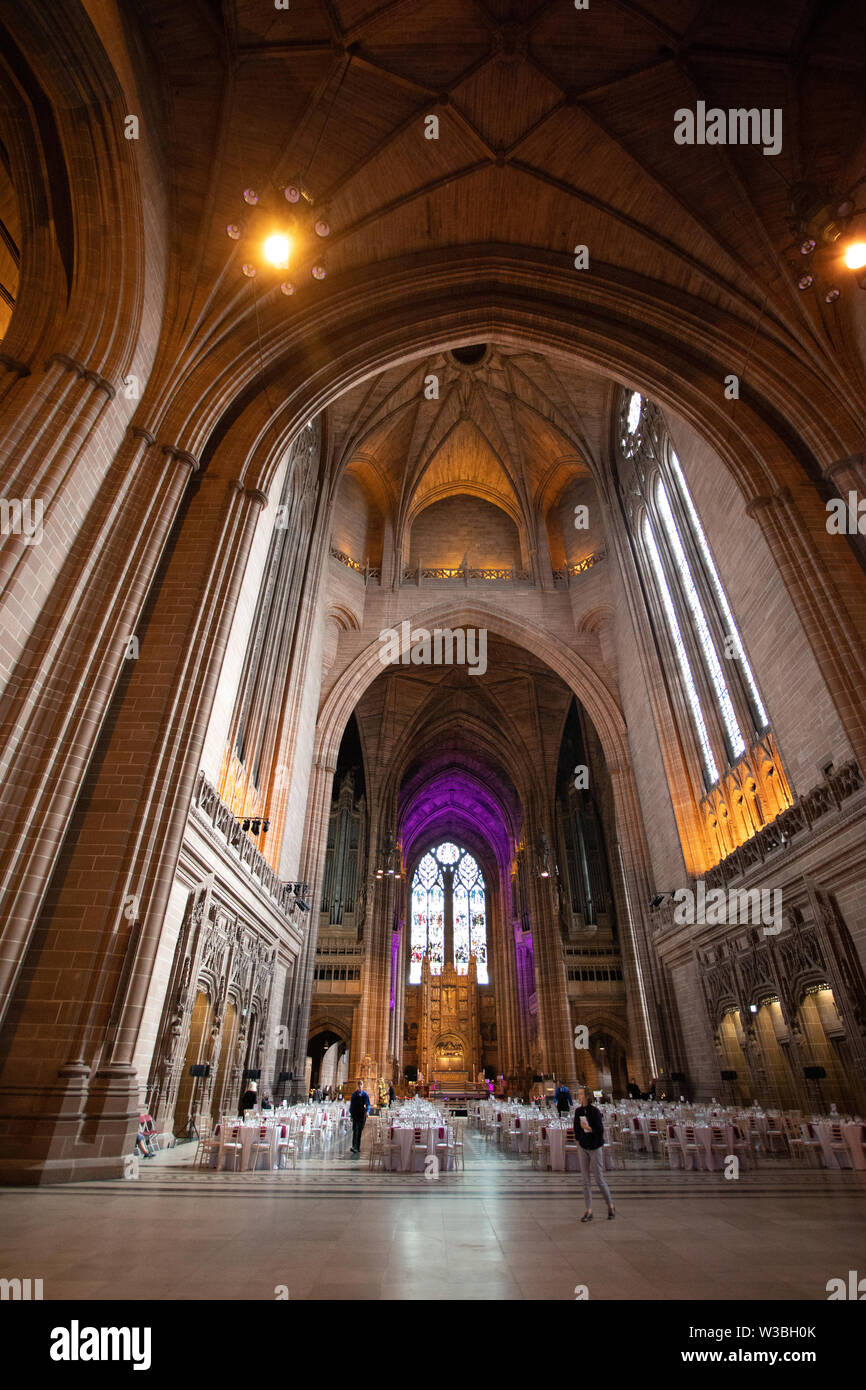 Ceiling and walls of Liverpool Anglican Cathedral Stock Photo - Alamy