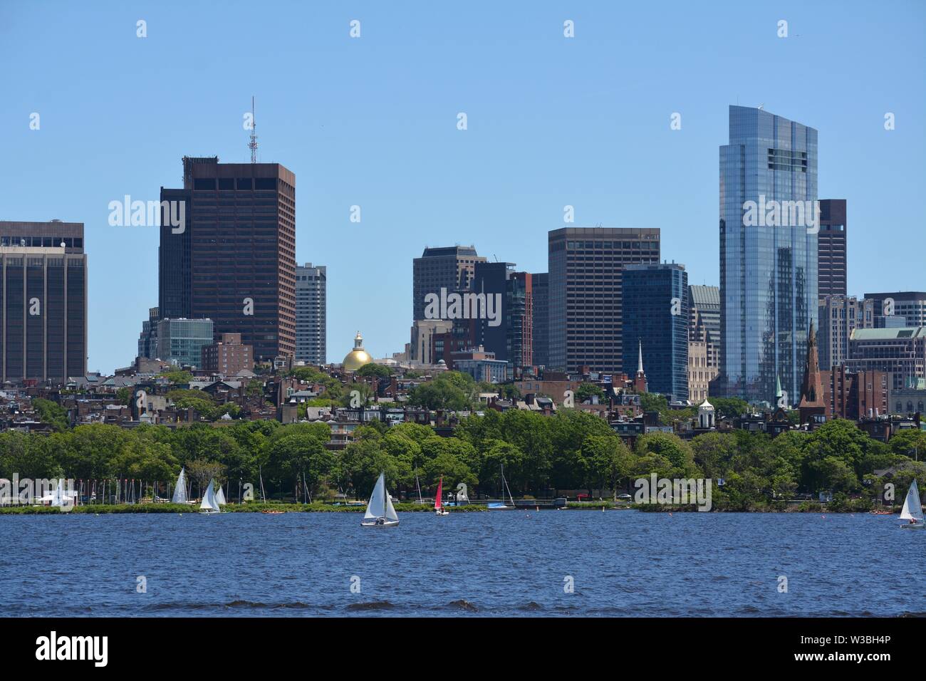 View of the Boston skyline as seen from the Charles River, Cambridge ...