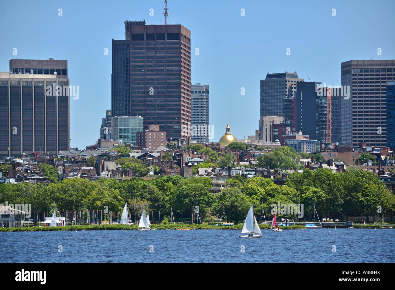 View of the Boston skyline as seen from the Charles River, Cambridge ...