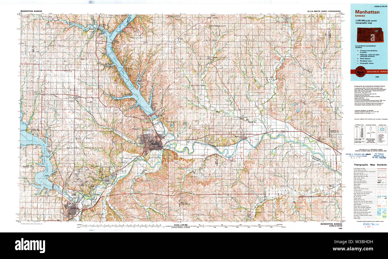 Map of manhattan kansas Cut Out Stock Images & Pictures - Alamy