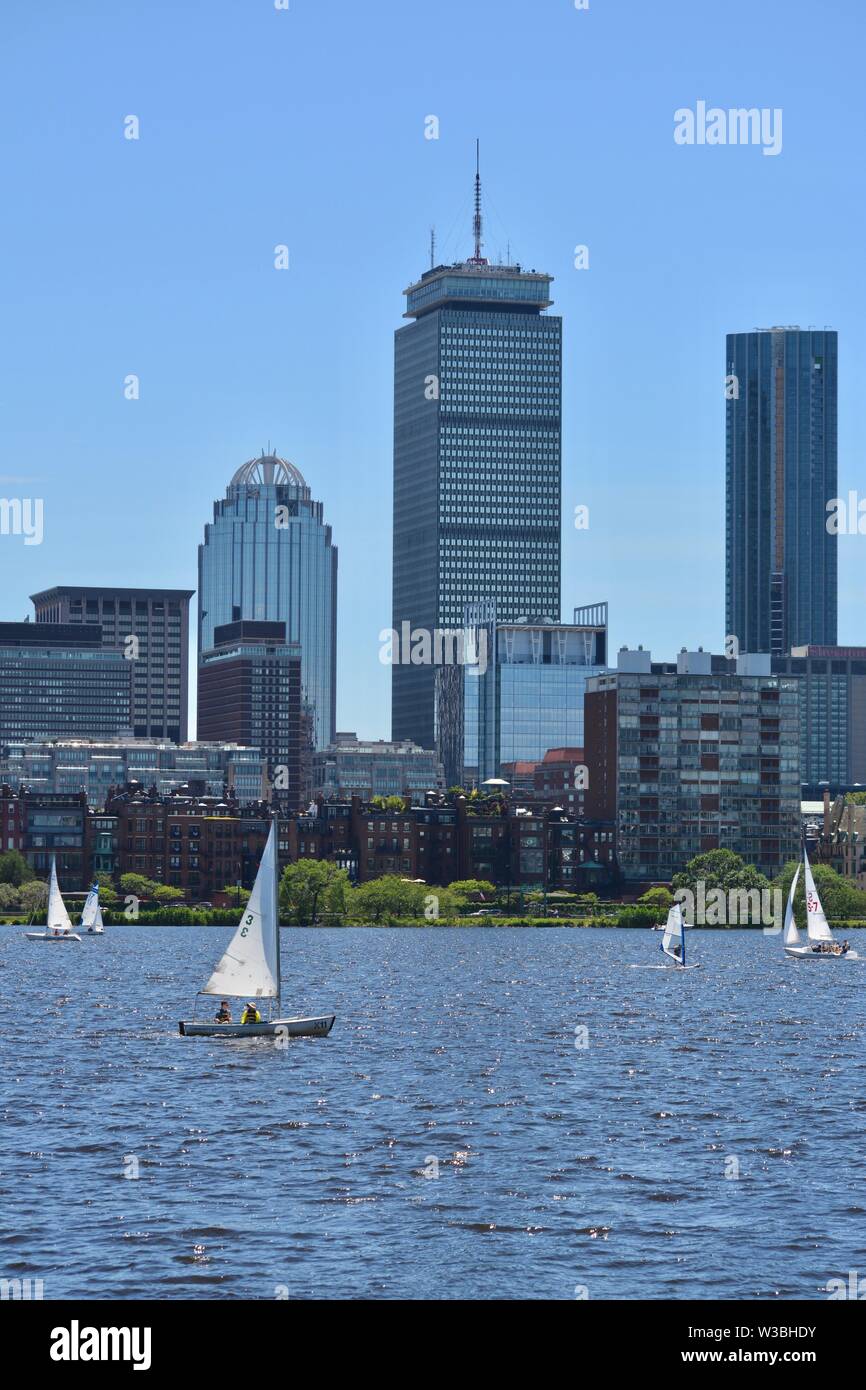 View of the Boston skyline as seen from the Charles River, Cambridge ...