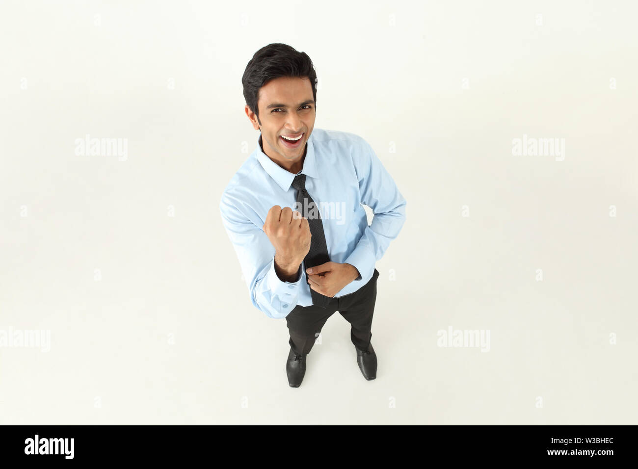Portrait of a of a businessman punching the air Stock Photo - Alamy