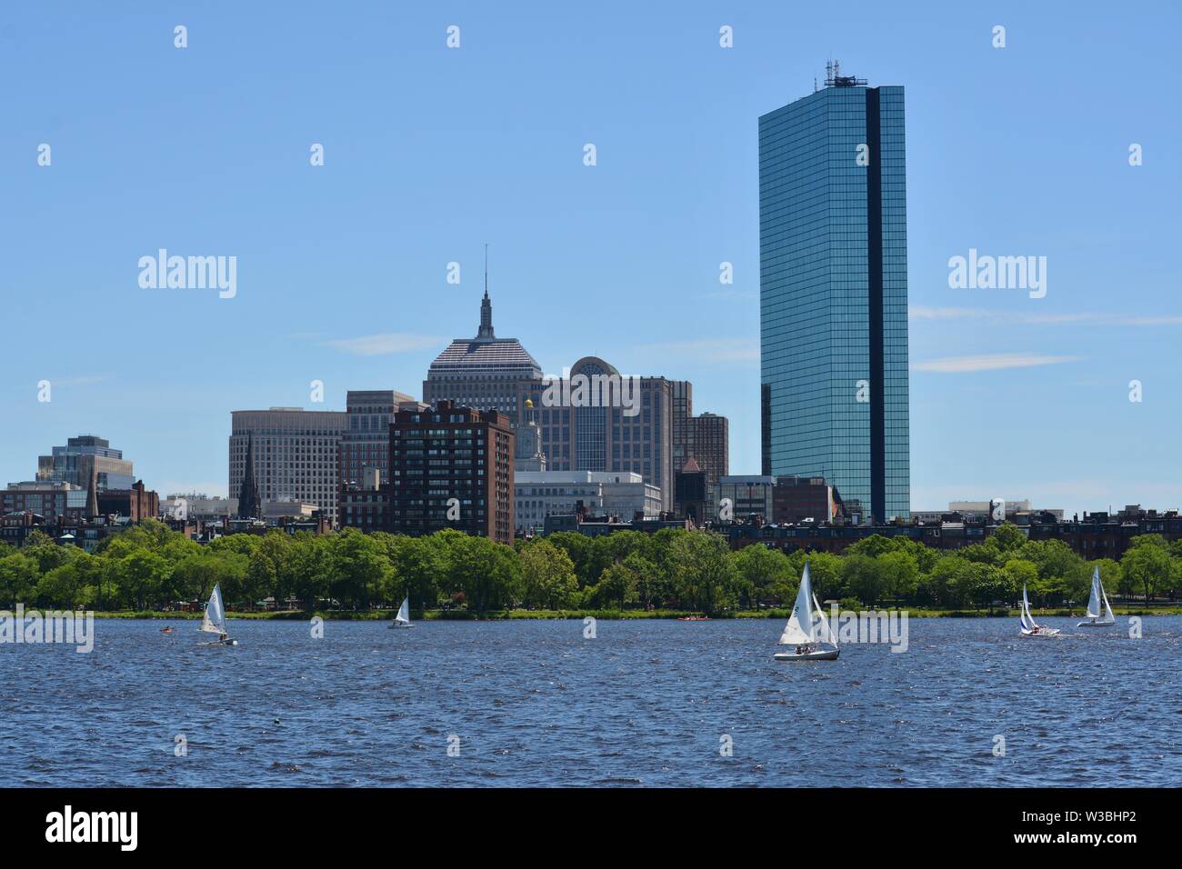 View of the Boston skyline as seen from the Charles River, Cambridge ...