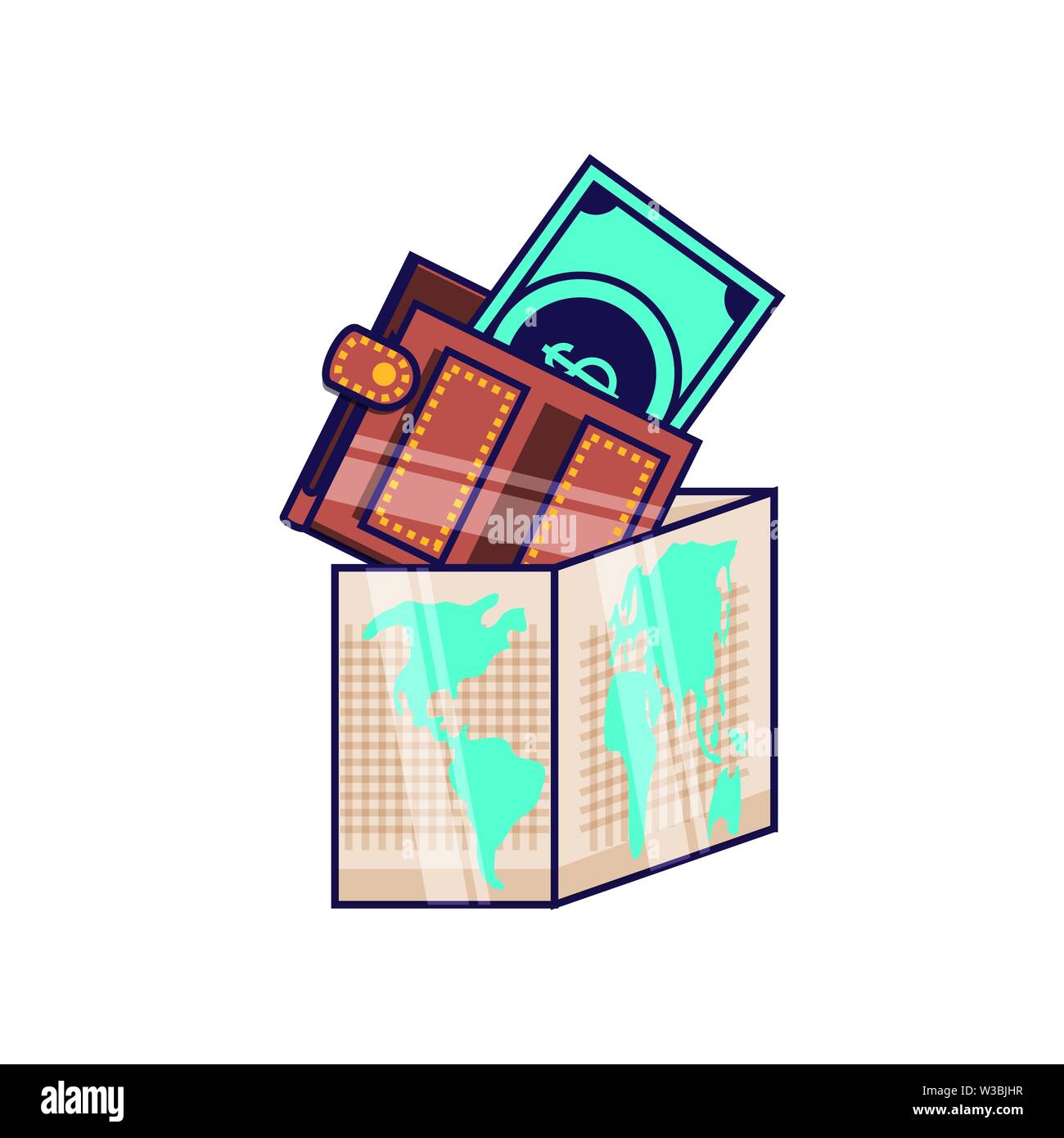 paper map travel guide with wallet money vector illustration design ...