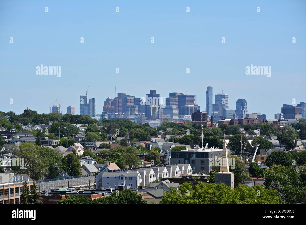 The Boston skyline as seen from atop of Tufts University in Medford, MA ...