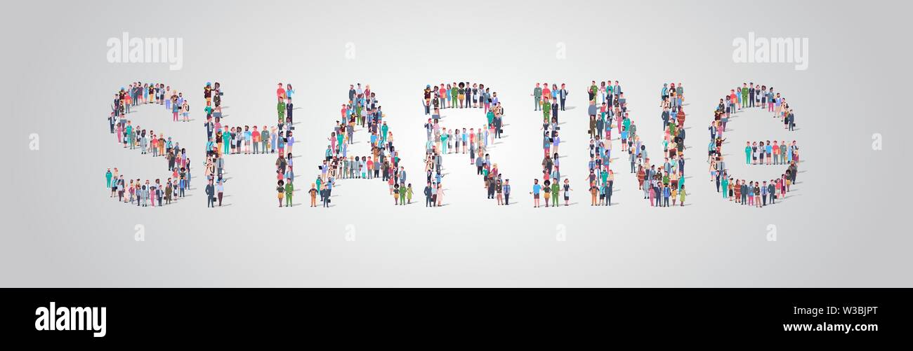 people crowd gathering in shape of sharing word different occupation ...