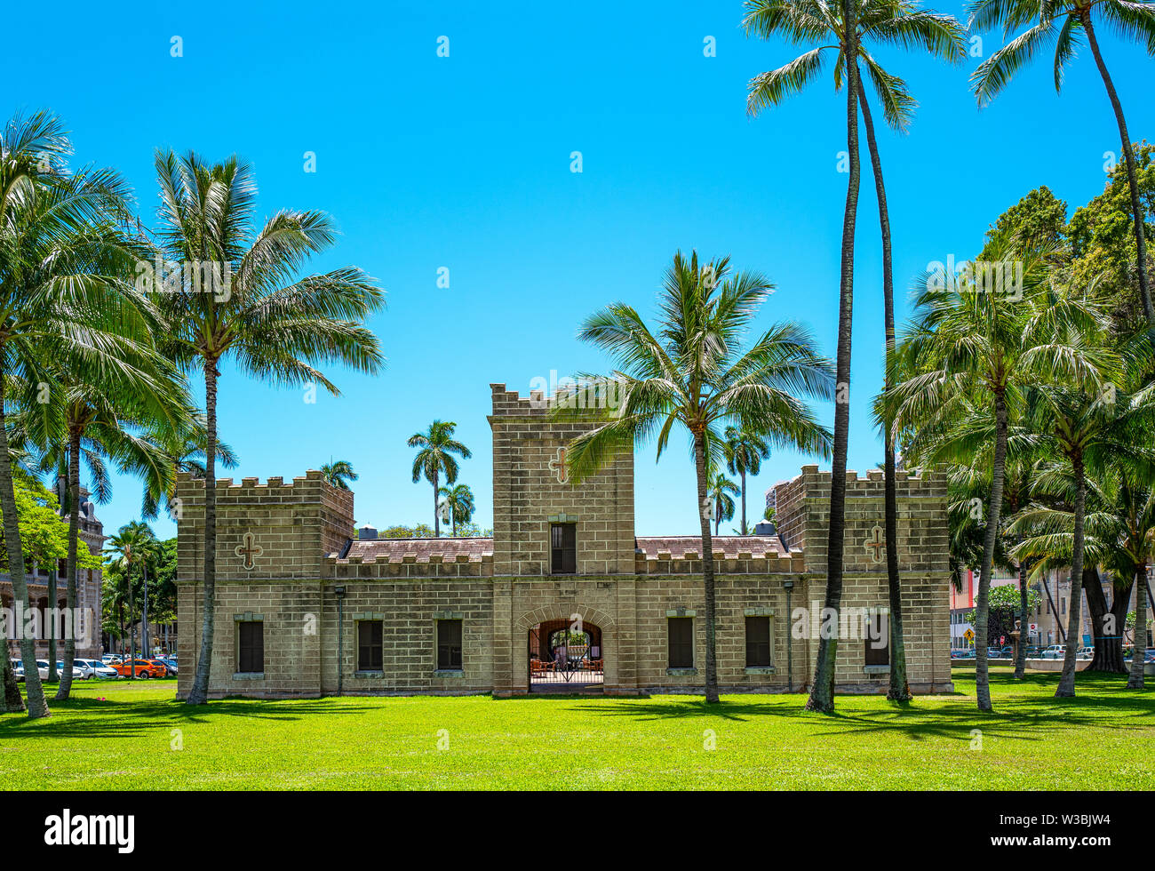 Honolulu, Hawaii , Historic Center, the Iolani Barrack castle Stock ...
