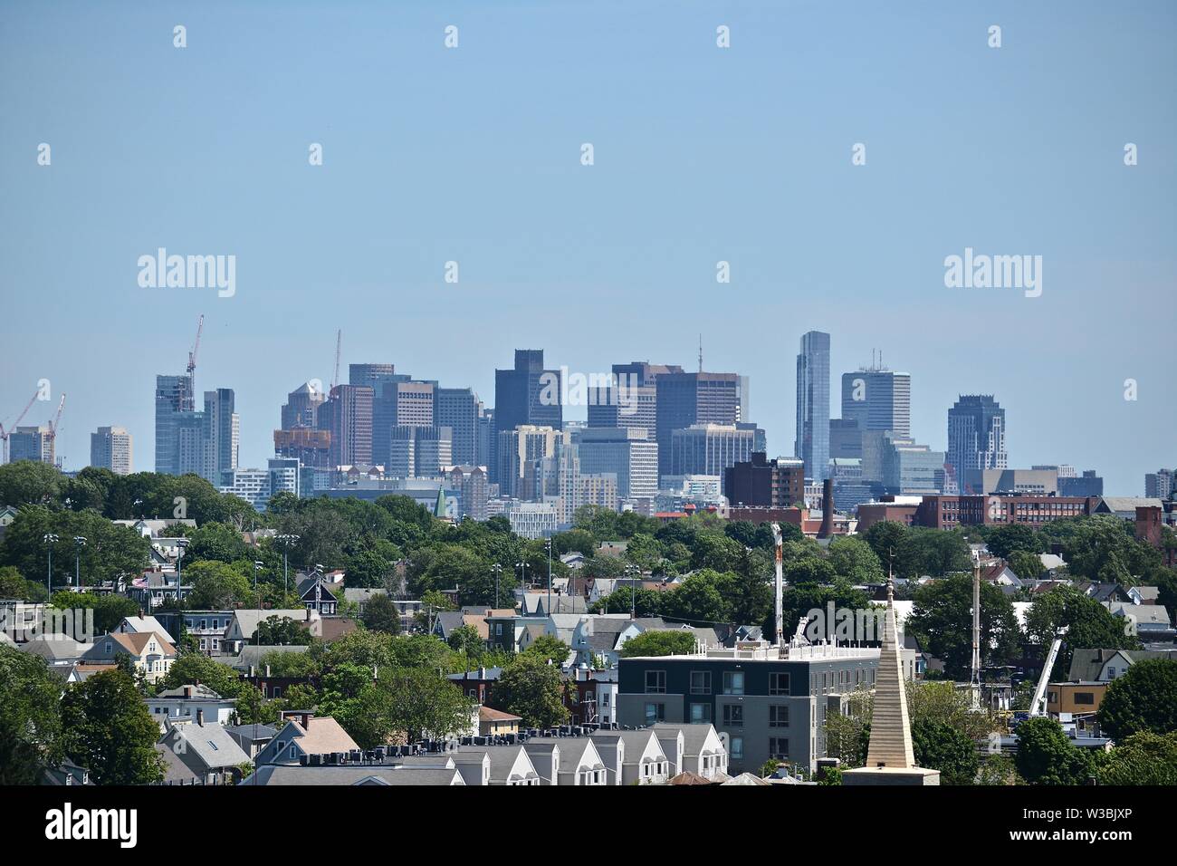 The Boston skyline as seen from atop of Tufts University in Medford, MA ...
