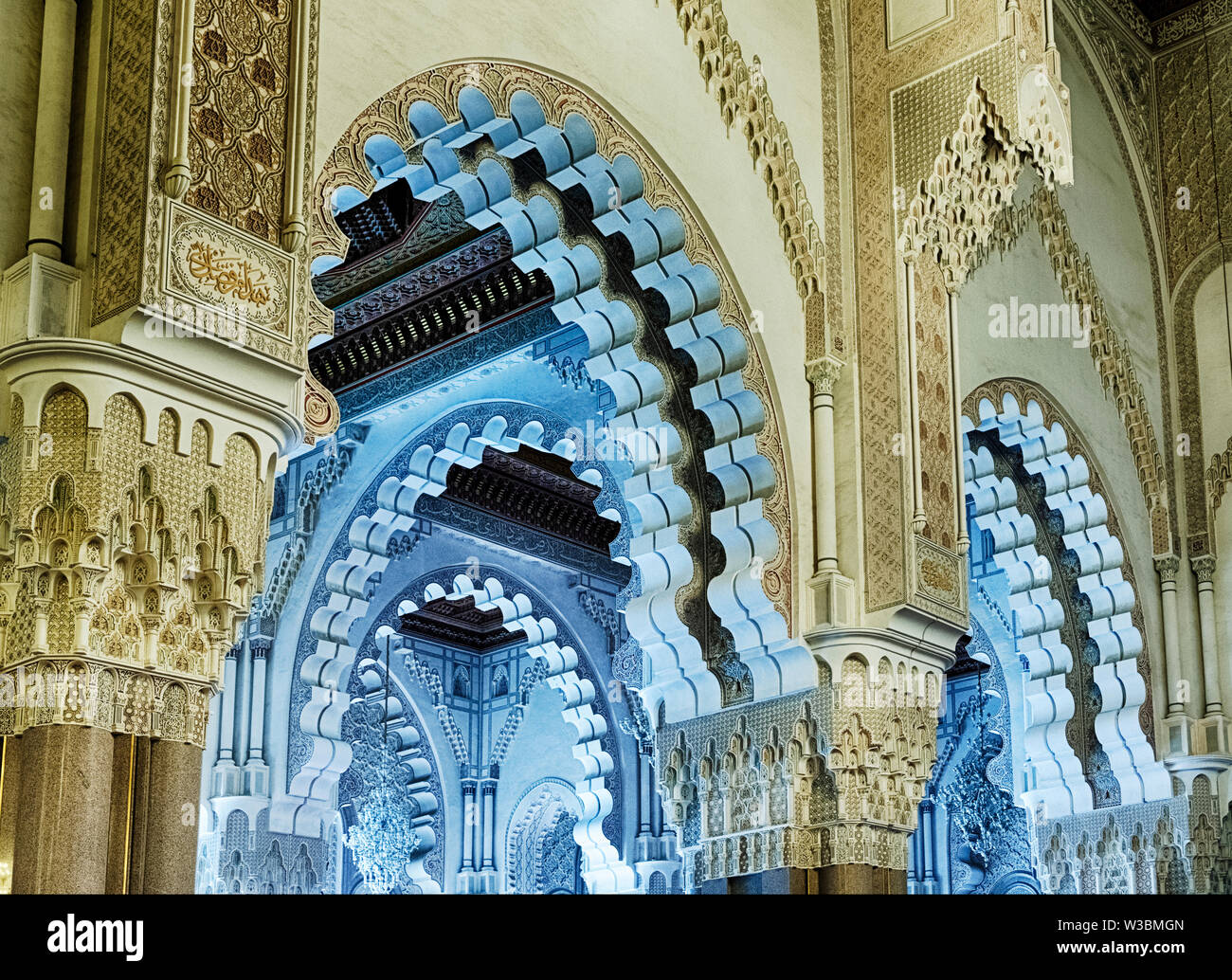 The ceilings of the King Hassan II Mosque in Casablanca, Morocco are ...