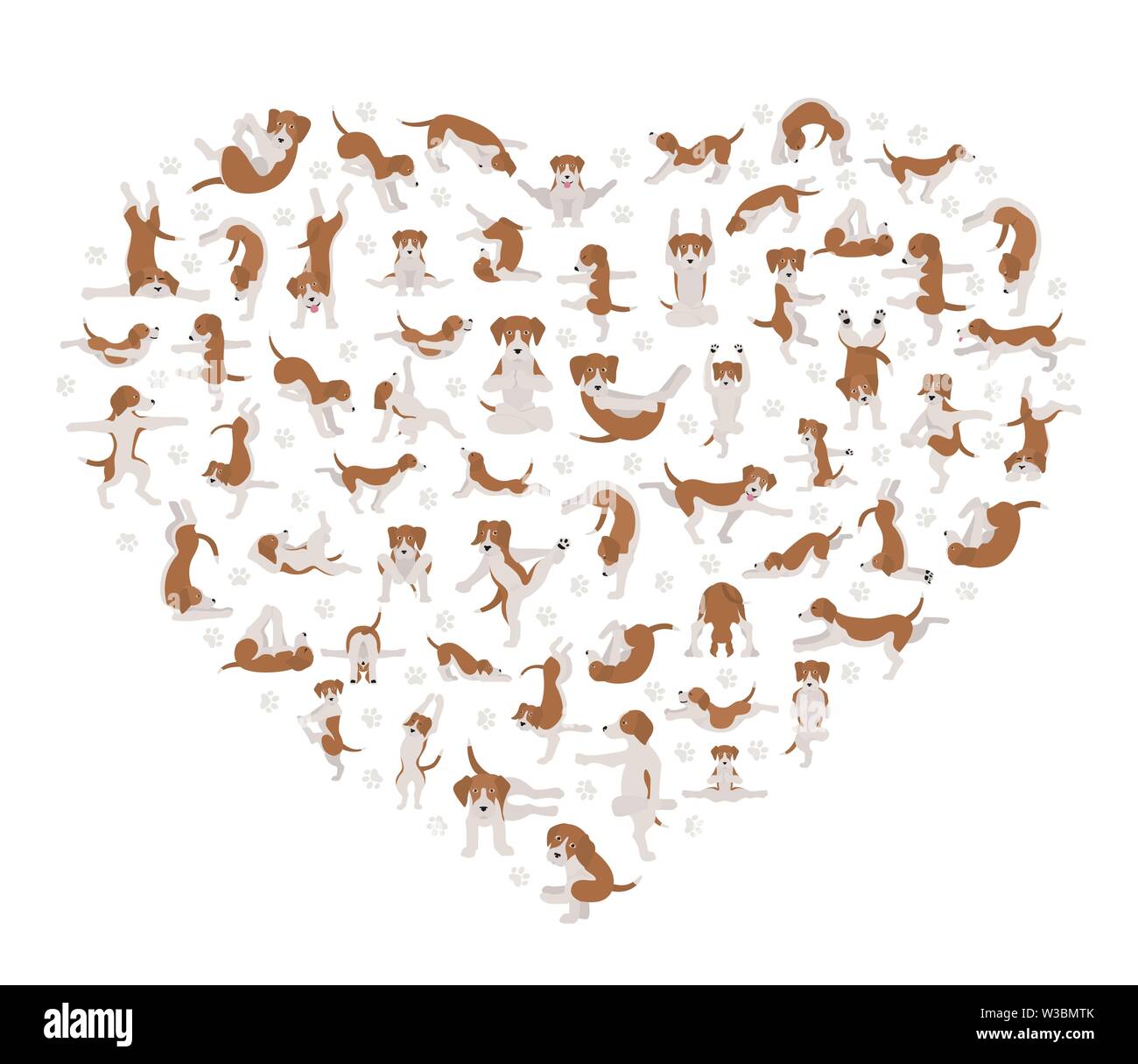 Yoga dogs poses and exercises doing clipart. Funny cartoon poster ...