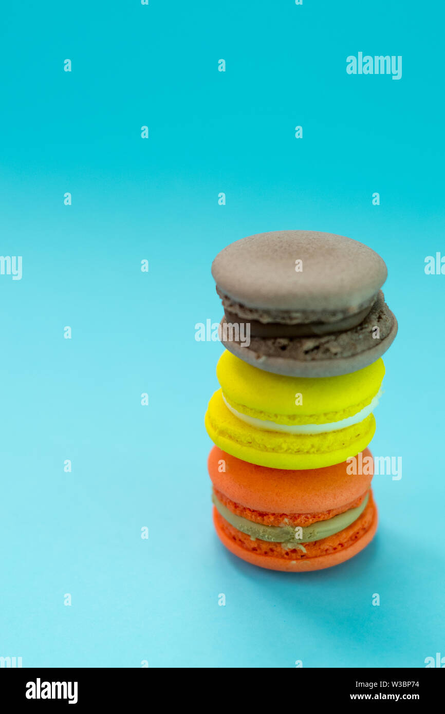 Close-up shot of colored macaroons in different position Stock Photo ...