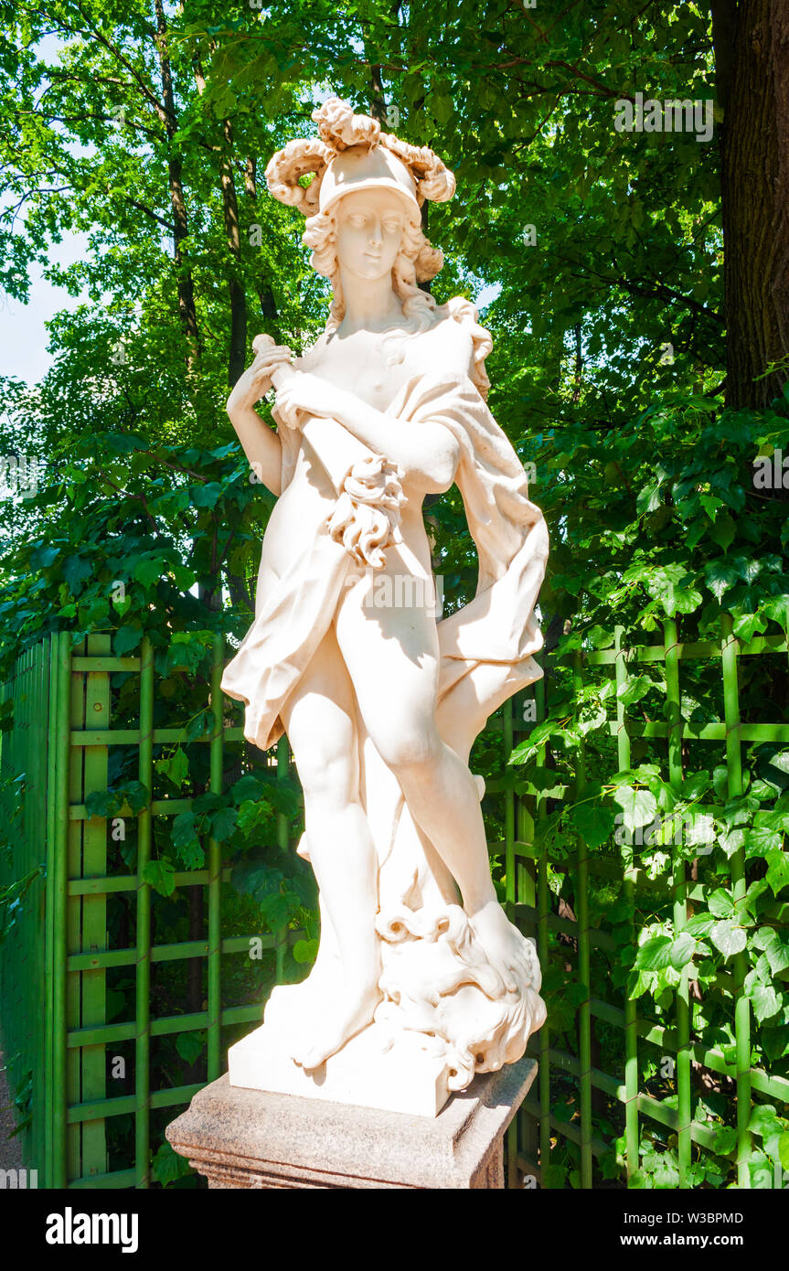 St Petersburg, Russia - June 6, 2019. The sculpture of Bellona - Roman ...