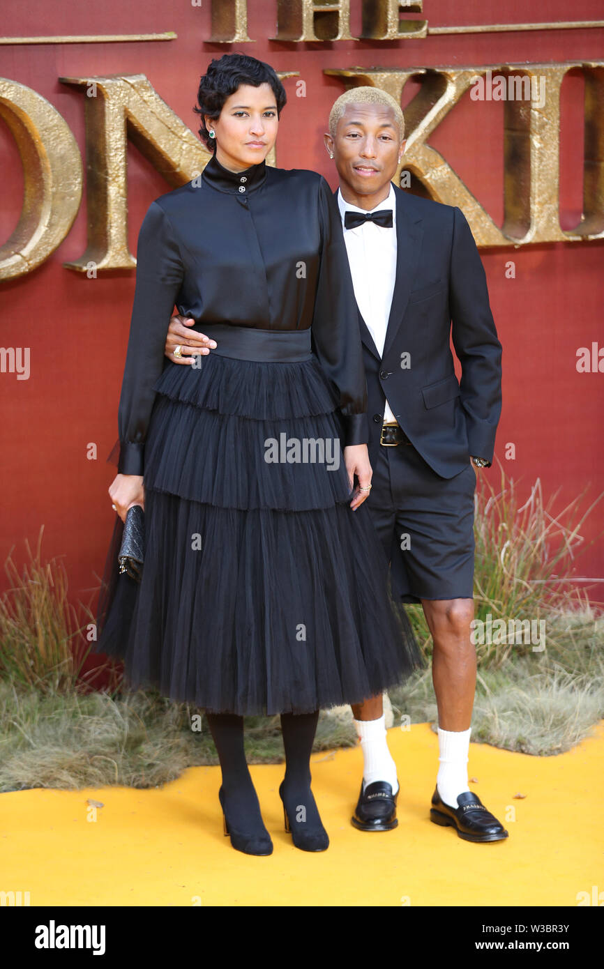 Pharrell Williams and partner attend the European Premiere of Disney's ...