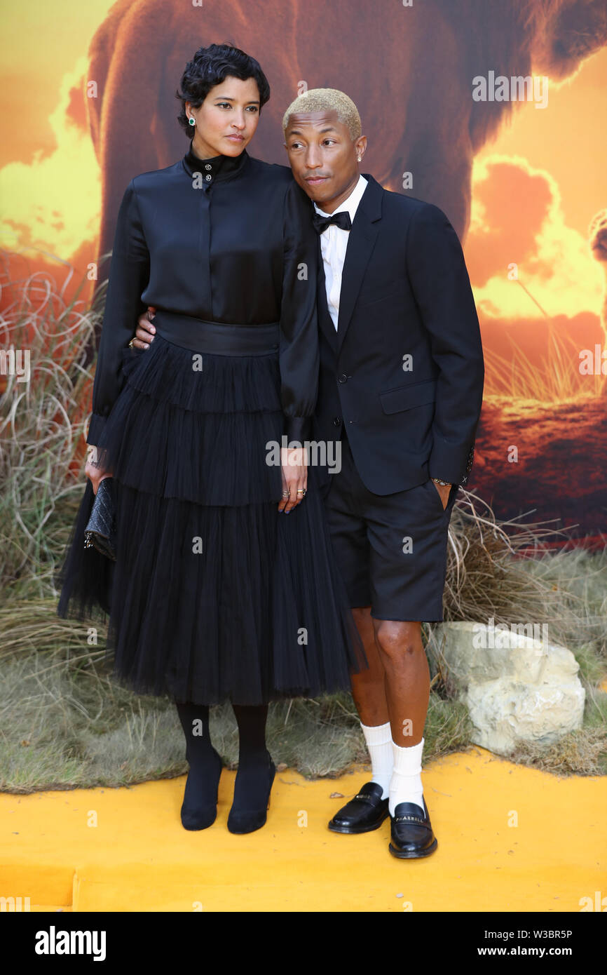 Pharrell Williams and partner attend the European Premiere of Disney's ...
