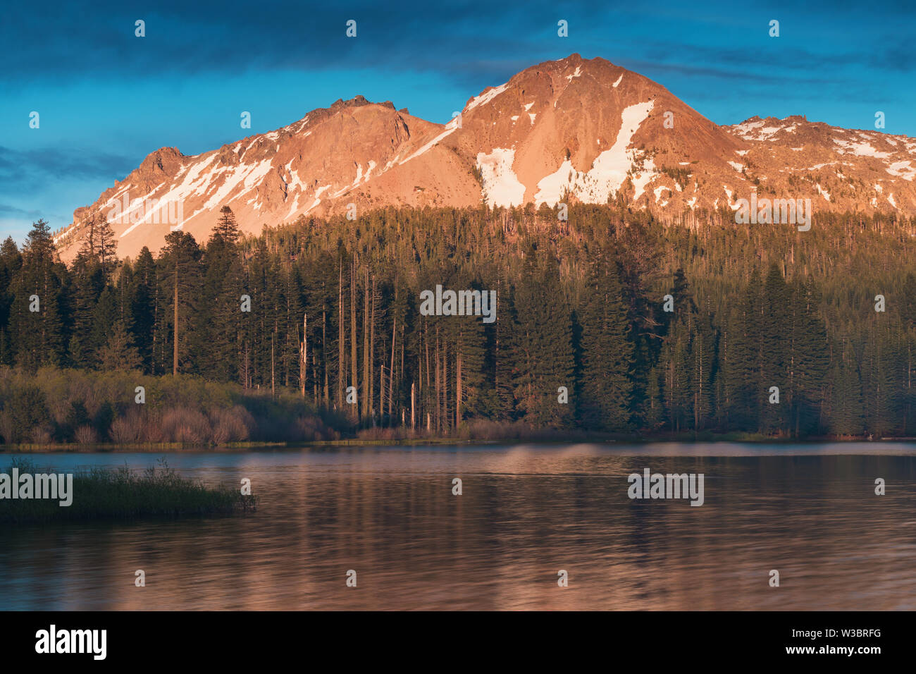 Manzanita Lake In Lassen Volcanic National Park With Reflection Of