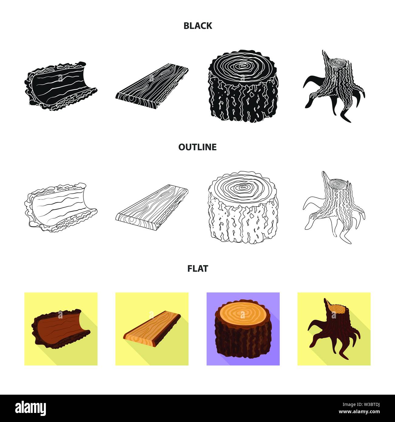 Vector design of tree and raw sign. Collection of tree and construction ...