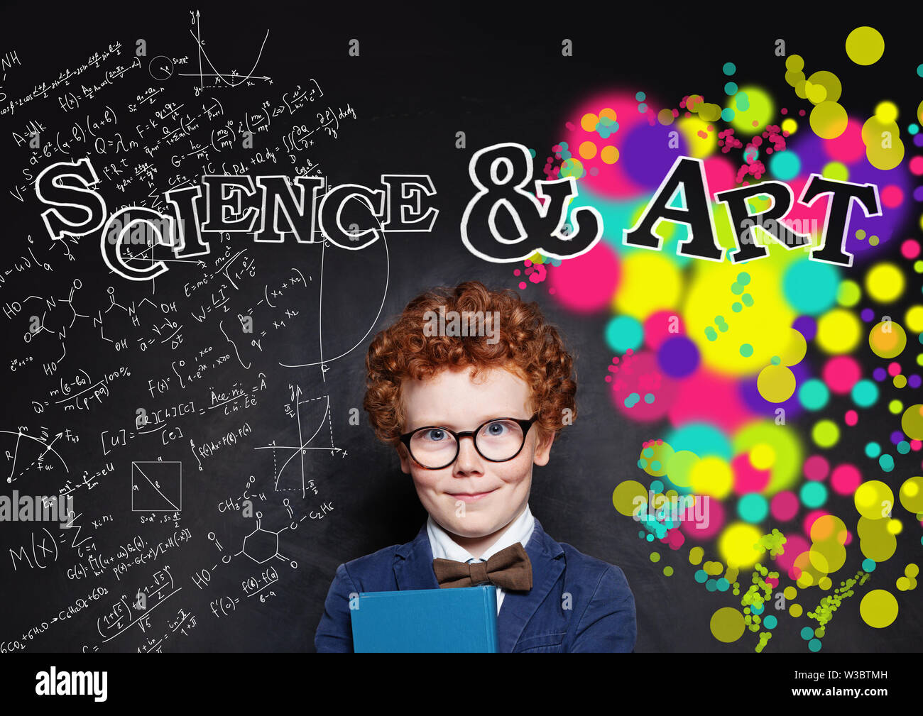 Student boy and Science and arts occupations background Stock Photo - Alamy