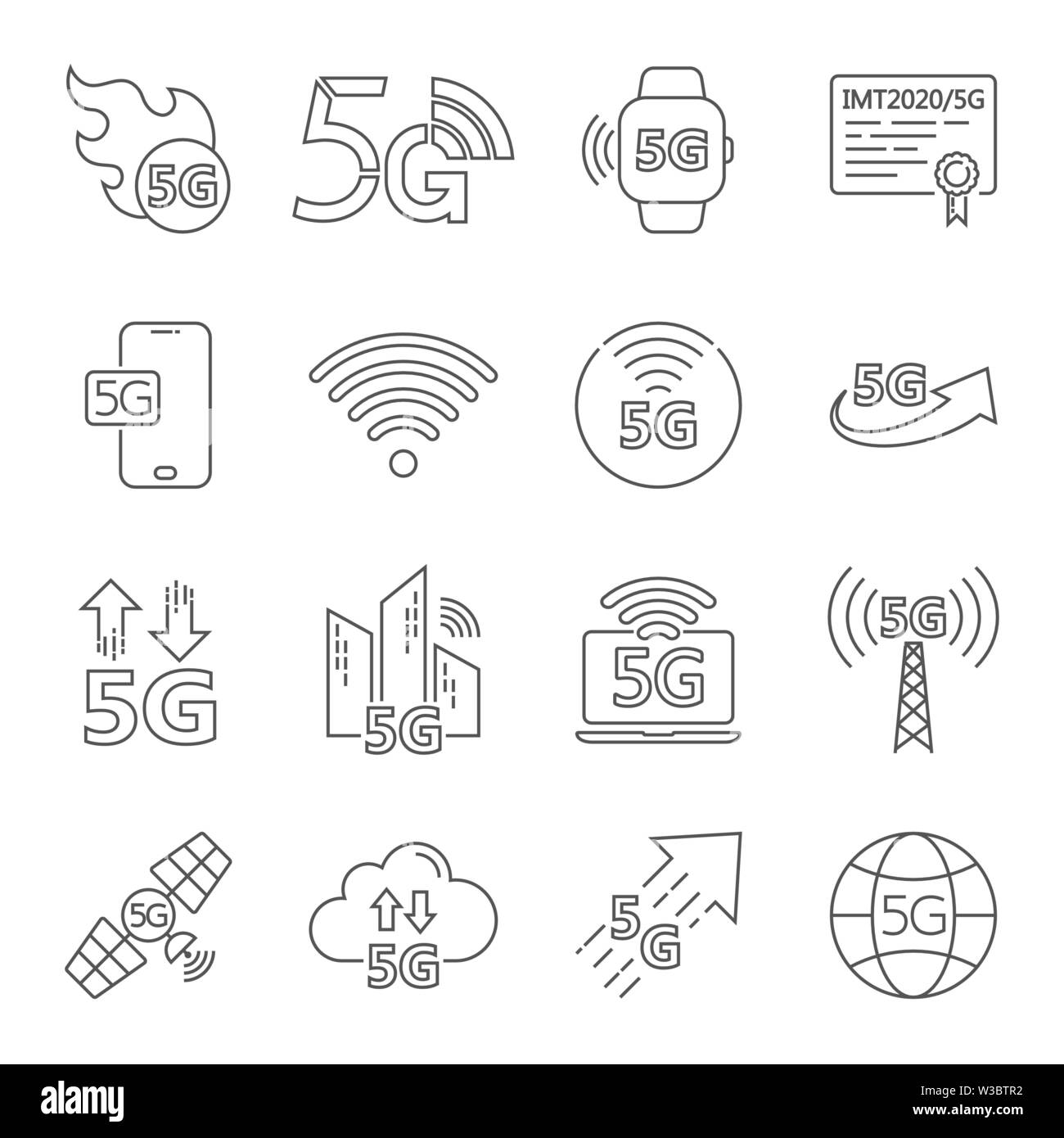 5G internet line icons set. Included icons as IOT, internet of things ...