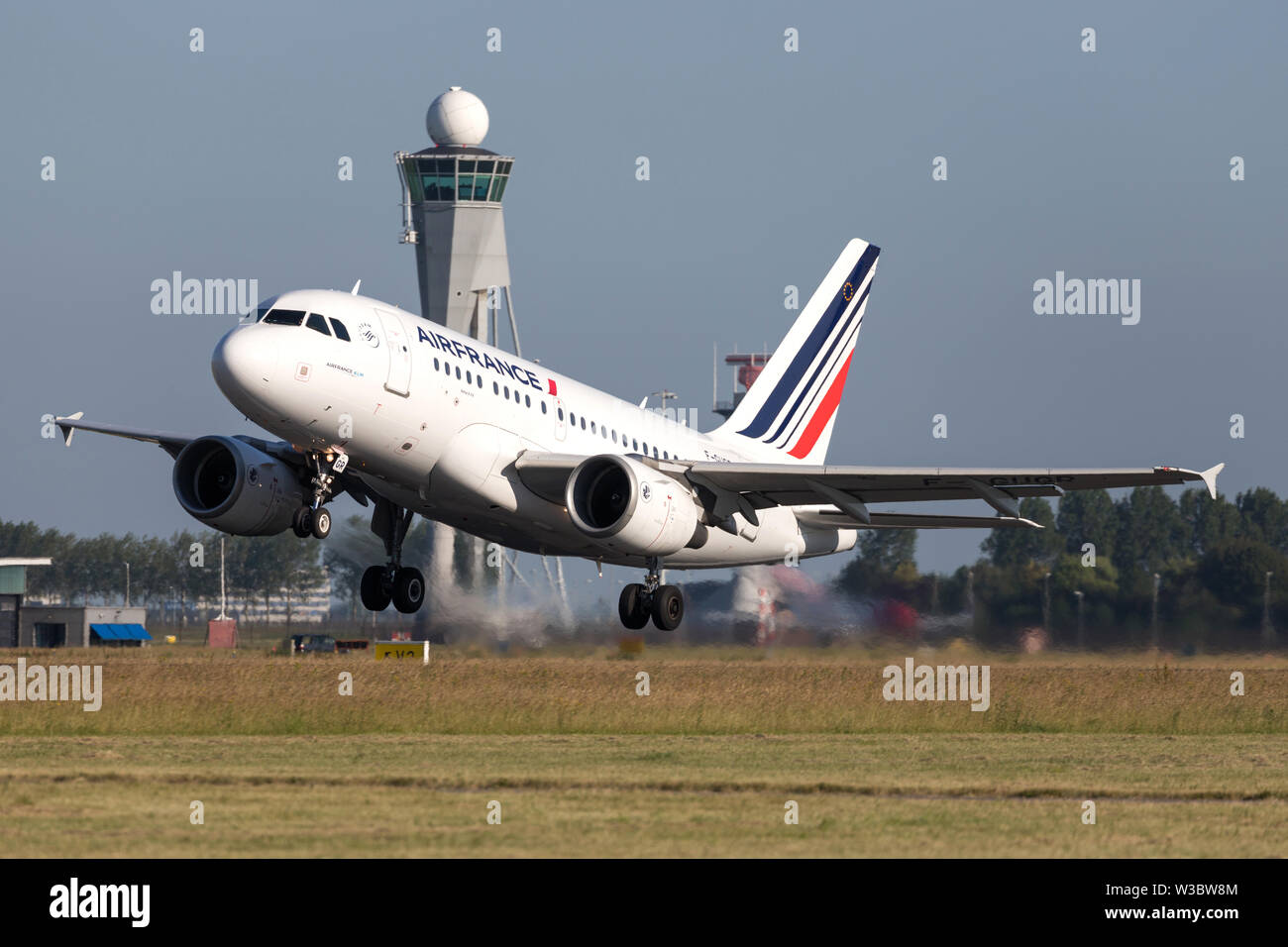 French Air France Airbus A318-100 with registration F-GUGR taking off ...