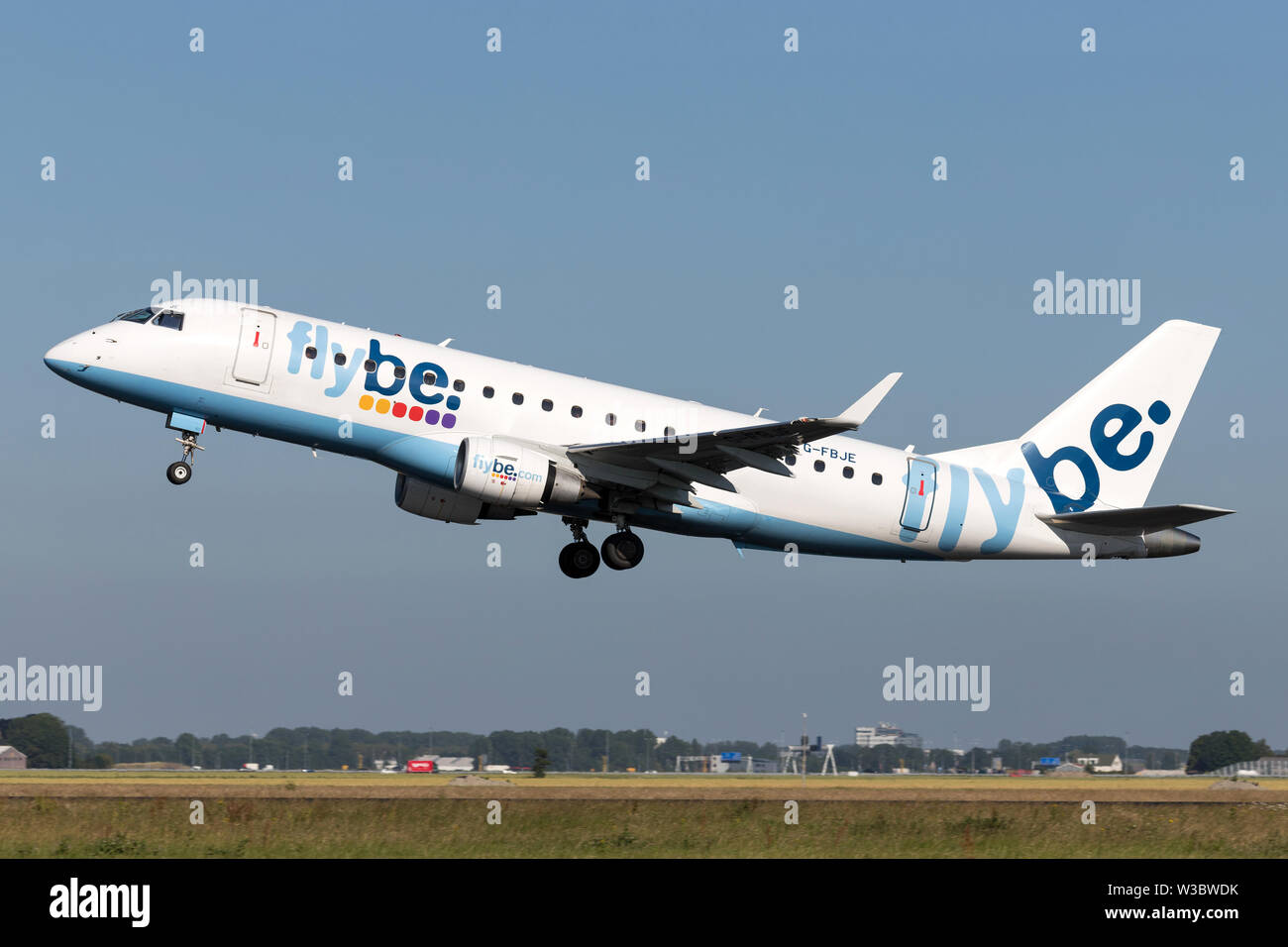 British flybe Embraer ERJ-175 with registration G-FBJE taking off ...