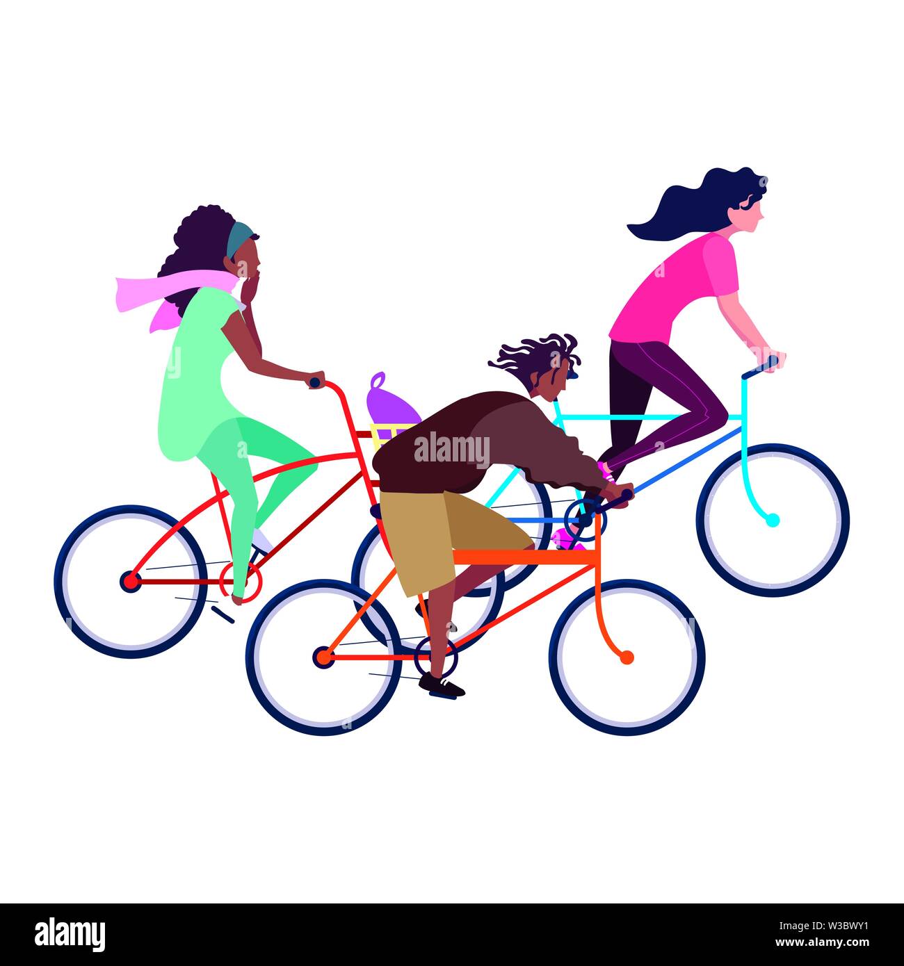 people group riding bicycle activity white background vector ...