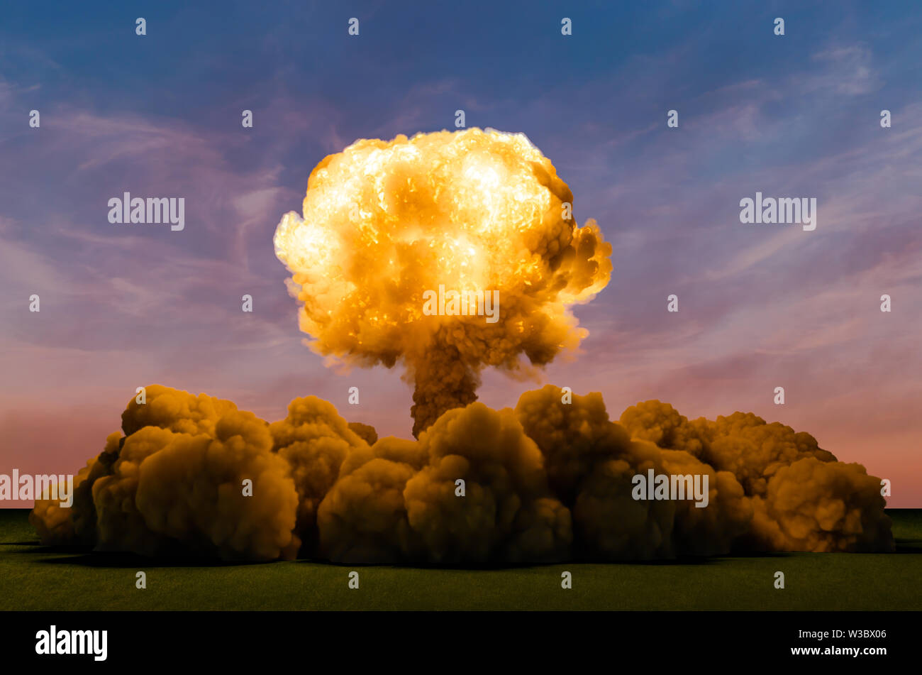 Atom Bomb Explosion, 3D rendering isolated on white background Stock ...