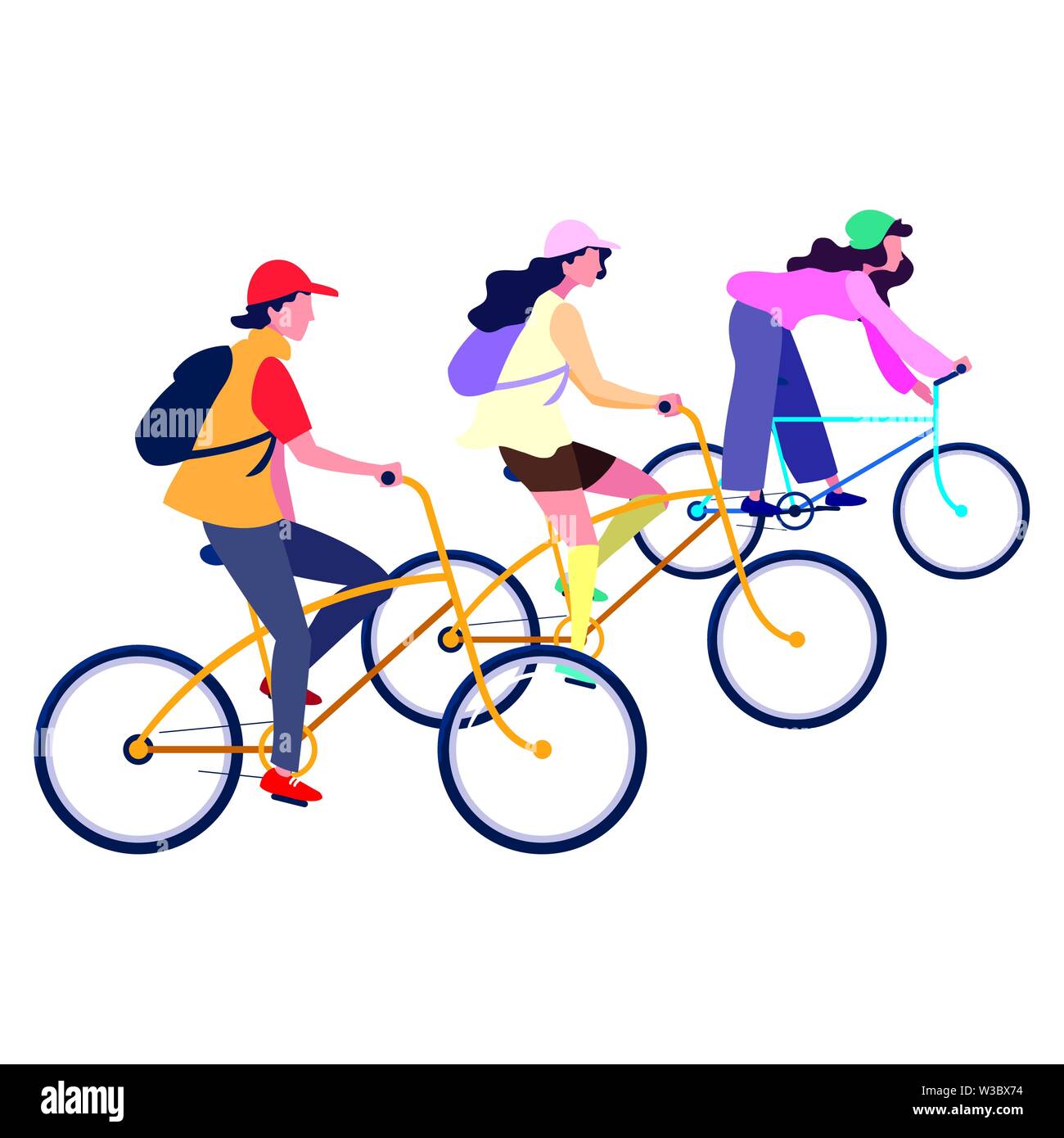 people group riding bicycle activity white background vector ...