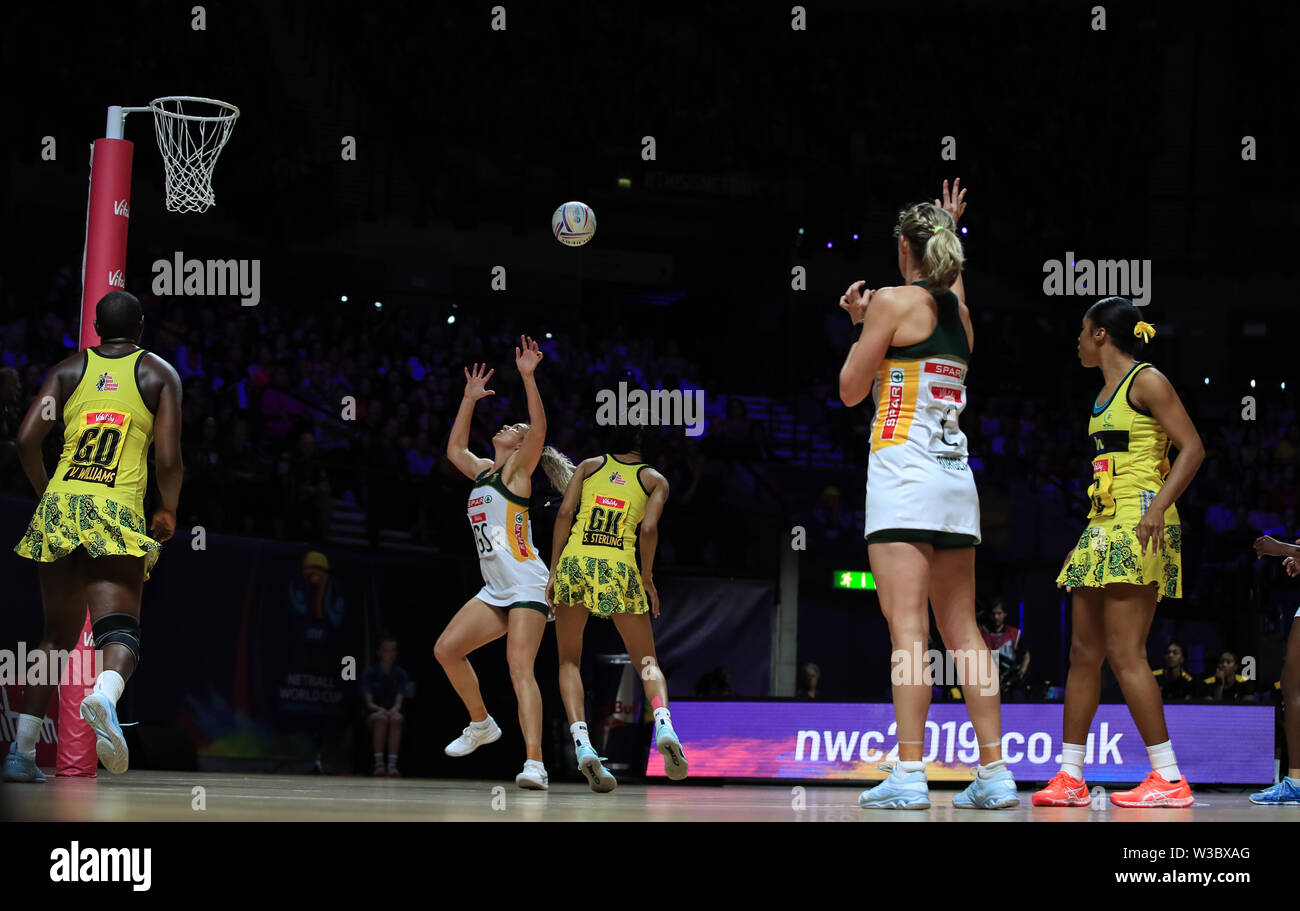 South Africa's Phumza Maweni shoots at the net during the Netball World ...