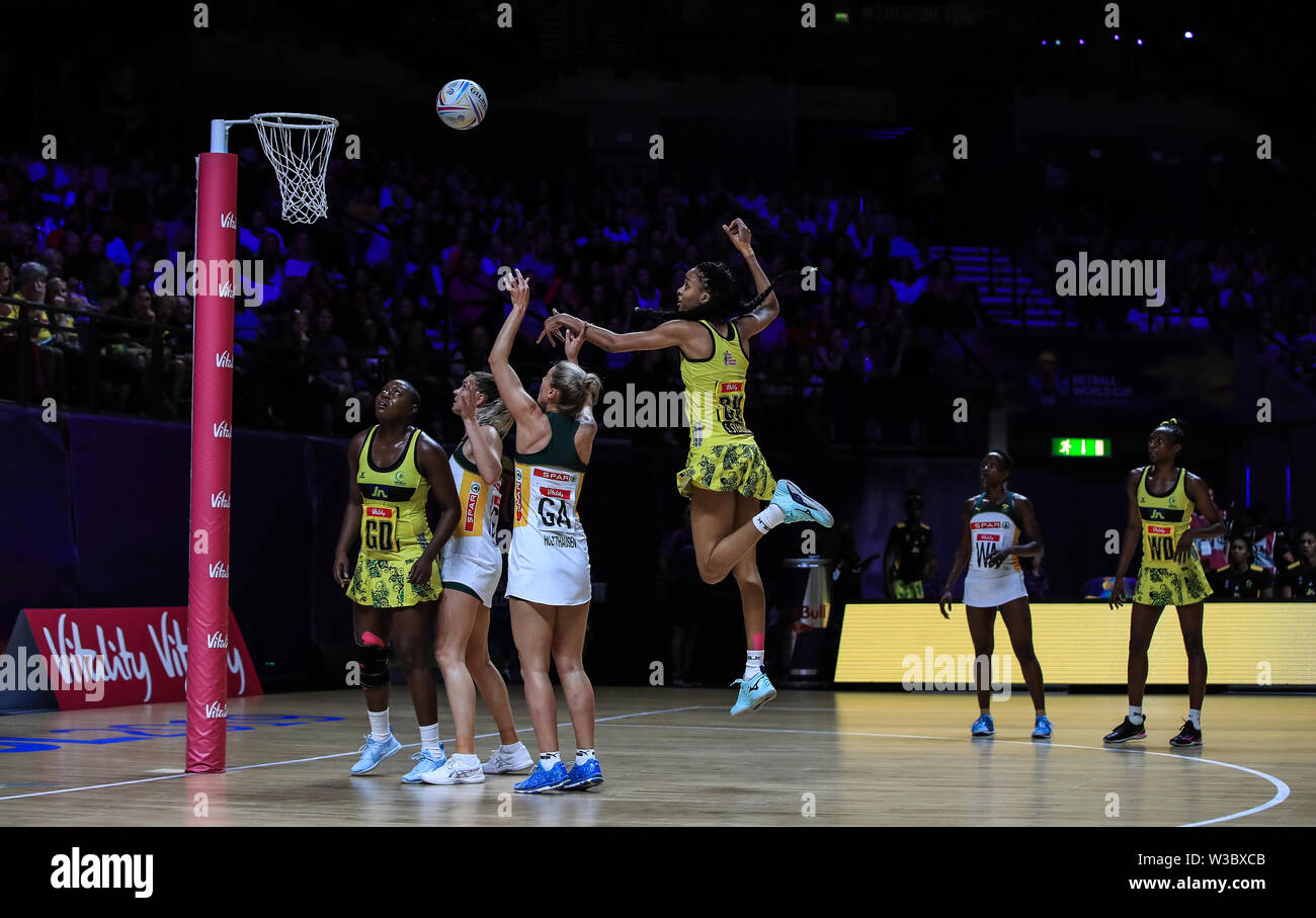 South Africa's Phumza Maweni shoots at the net during the Netball World ...