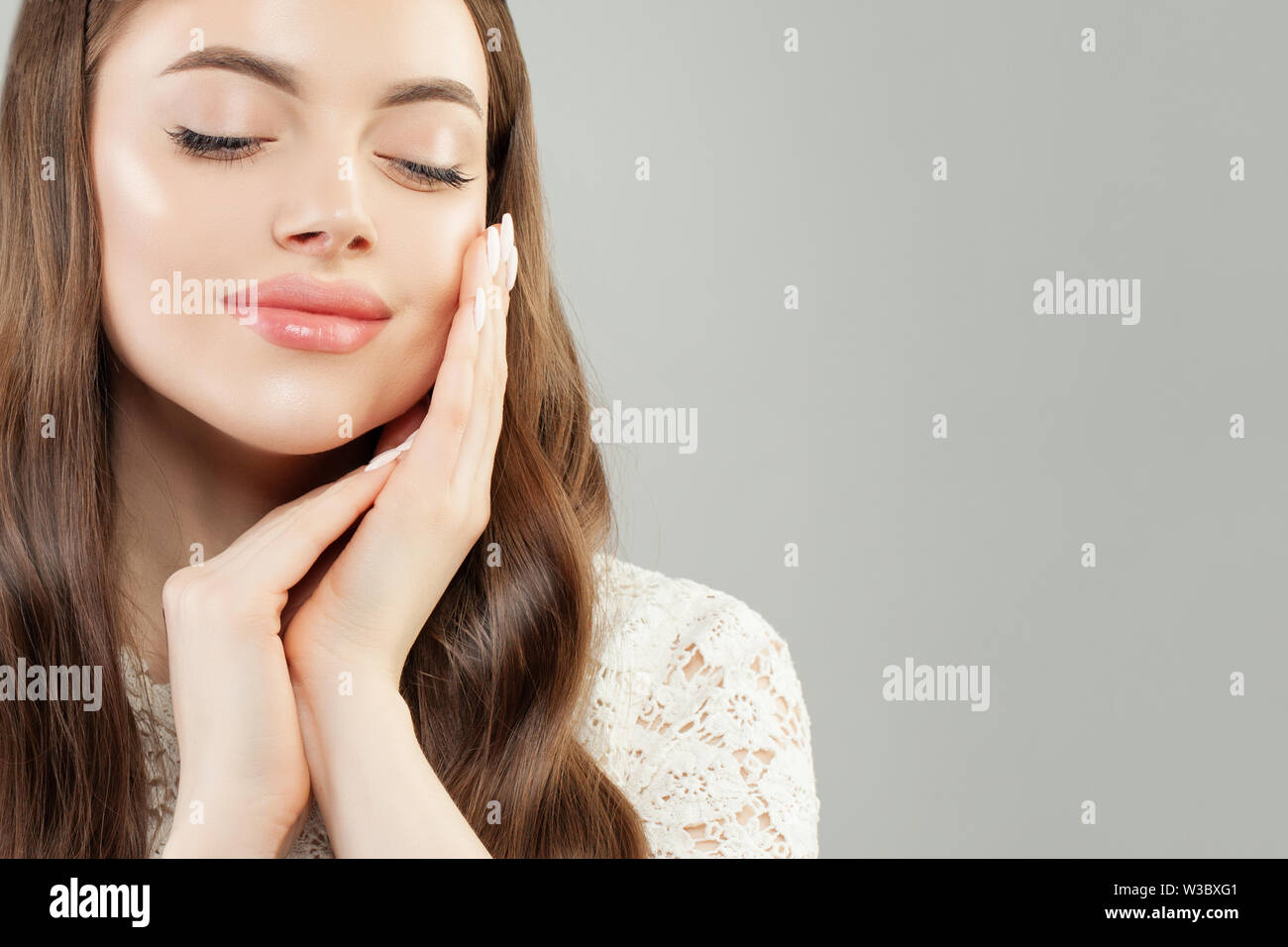Healthy woman with perfect clear skin portrait Stock Photo - Alamy