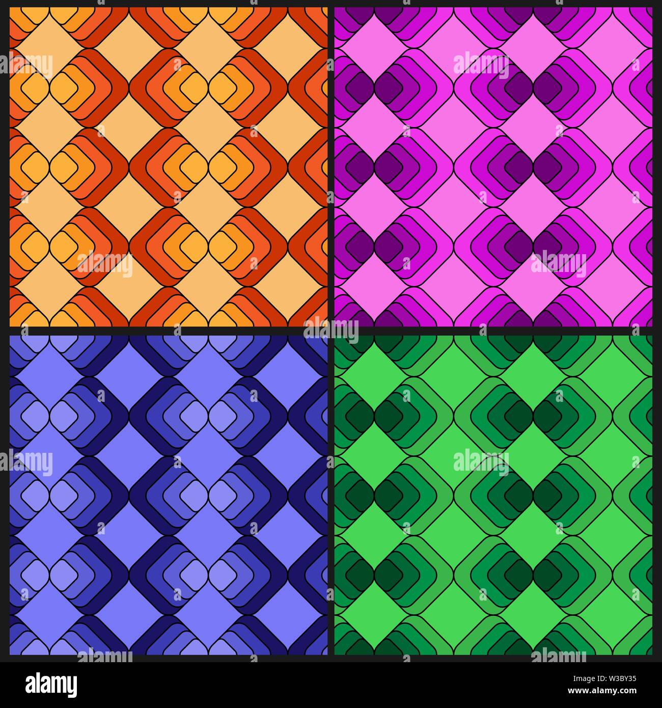 Set of multi-colored seamless patterns of colored squares. Modern ...