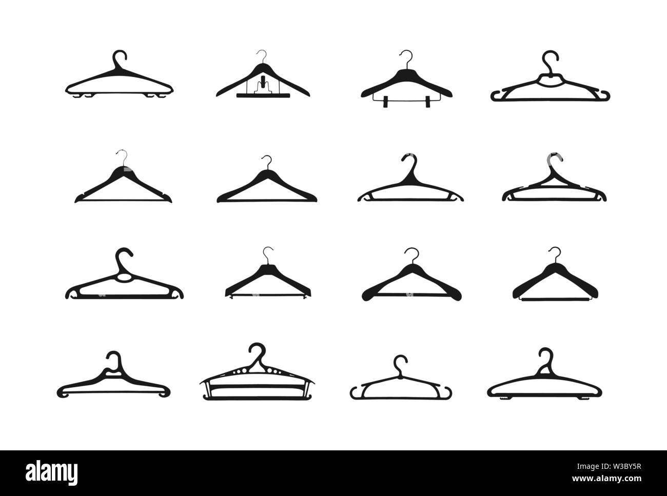 Vector set of wooden and plastic clothes hangers, flat design Stock ...