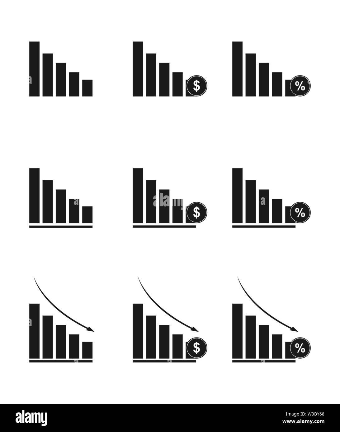 Set of charts for business and Finance, flat design Stock Vector Image ...
