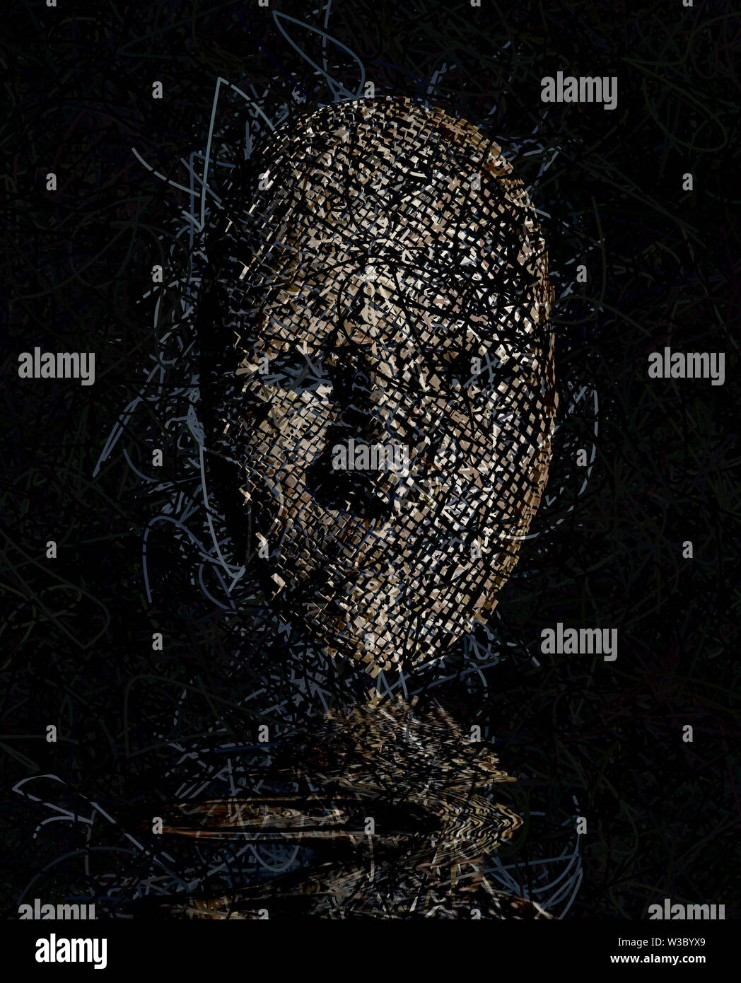 Fearful Twisted Dark Face Stock Photo - Alamy