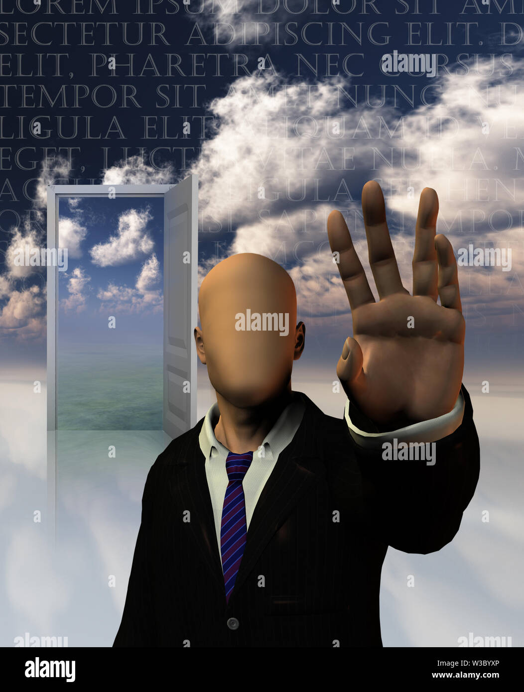 The Dreamers Dream. Faceless Man in Suit Seems to Block Passage Stock ...