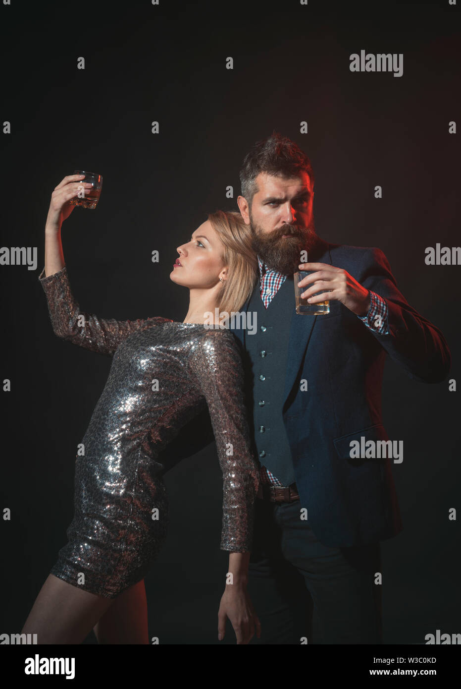 Got drunk at office holiday party. Man in suit and fancy lady at ...
