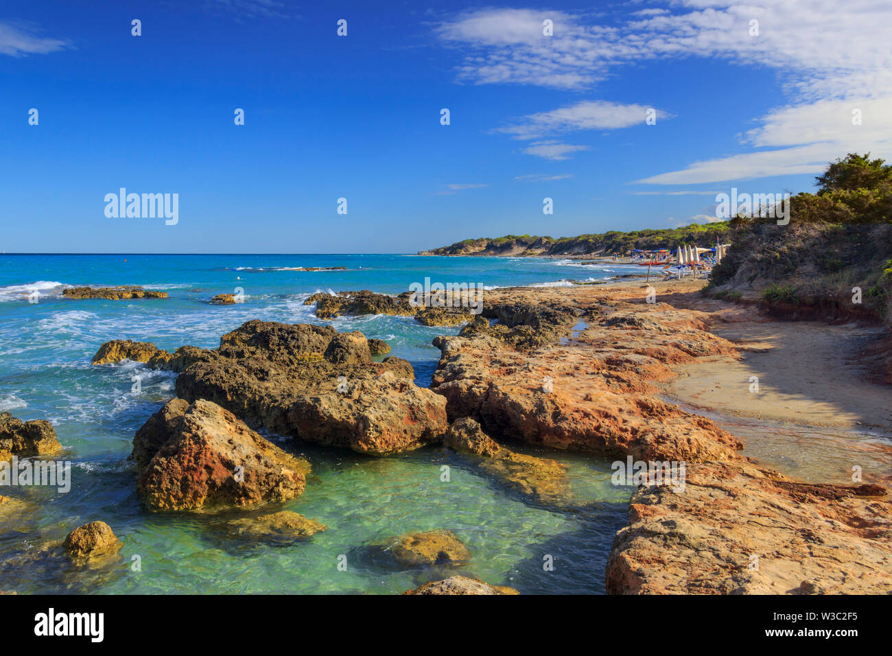 Typical coastline of Salento: view of Conca Specchiulla beach ( Apulia ...