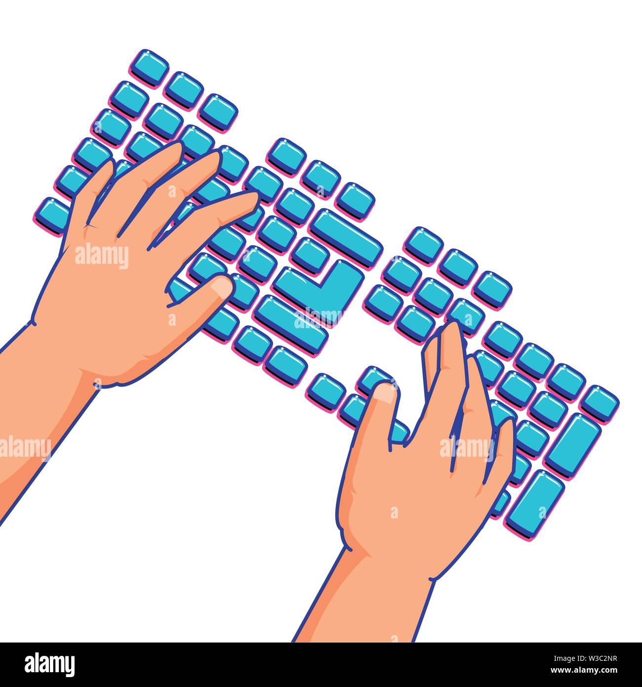 hands using computer keyboard hardware vector illustration design Stock ...