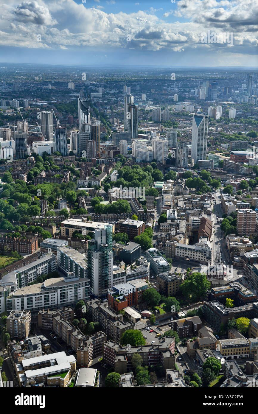 Aerial view of Strata SE1 and other Southwark highrise residential ...