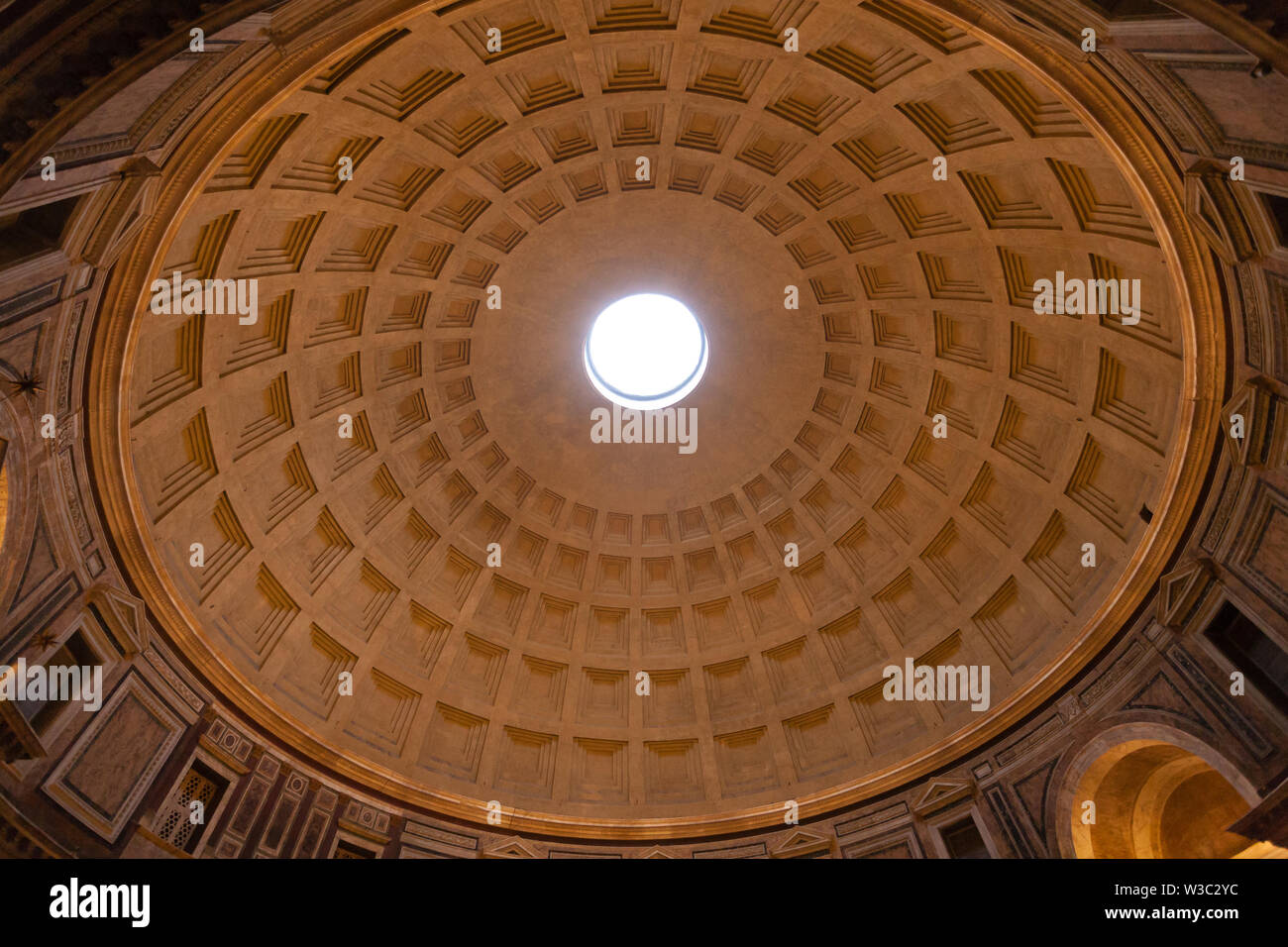 Pantheon ceiling detail view,Rome, Italy. Italian landmark Stock Photo ...